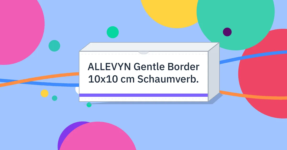 Symbolbild: Packung mit der Aufschrift ALLEVYN Gentle Border 10x10 cm Schaumverb. (PZN 16013631) – Verfügbarkeit und Bezug in Apotheken in Frankfurt am Main