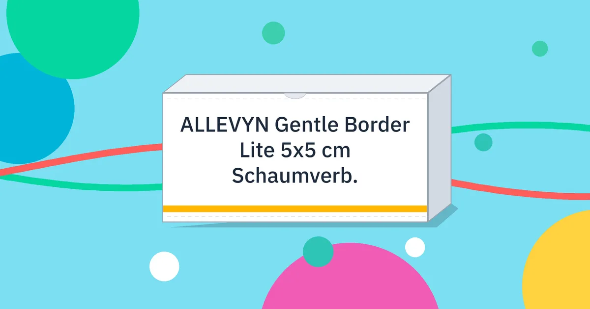Symbolbild: Packung mit der Aufschrift ALLEVYN Gentle Border Lite 5x5 cm Schaumverb. (PZN 18736411) – Verfügbarkeit und Bezug in Apotheken in Frankfurt am Main
