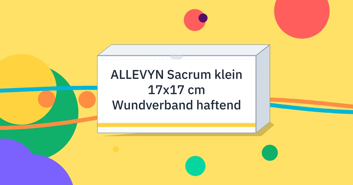 Symbolbild: Packung mit der Aufschrift ALLEVYN Sacrum klein 17x17 cm Wundverband haftend (PZN 17831047) – Verfügbarkeit und Bezug in Apotheken in Frankfurt am Main