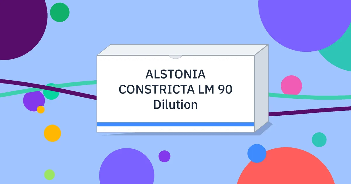 Symbolbild: Packung mit der Aufschrift ALSTONIA CONSTRICTA LM 90 Dilution (PZN 13314622) – Verfügbarkeit und Bezug in Apotheken in Frankfurt am Main