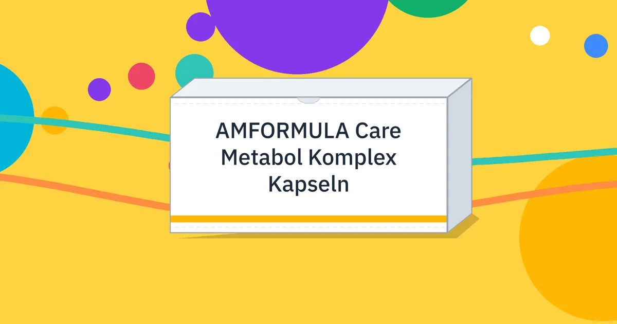Symbolbild: Packung mit der Aufschrift AMFORMULA Care Metabol Komplex Kapseln (PZN 20108857) – Verfügbarkeit und Bezug in Apotheken in Frankfurt am Main