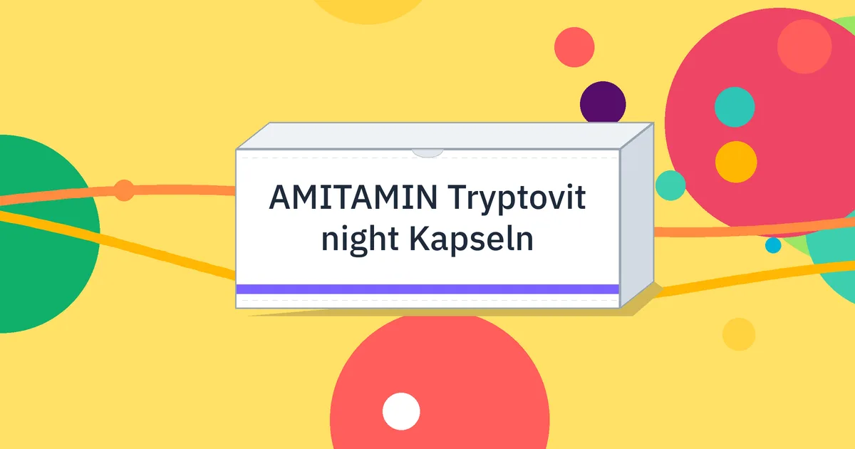 Symbolbild: Packung mit der Aufschrift AMITAMIN Tryptovit night Kapseln (PZN 12872188) – Verfügbarkeit und Bezug in Apotheken in Frankfurt am Main