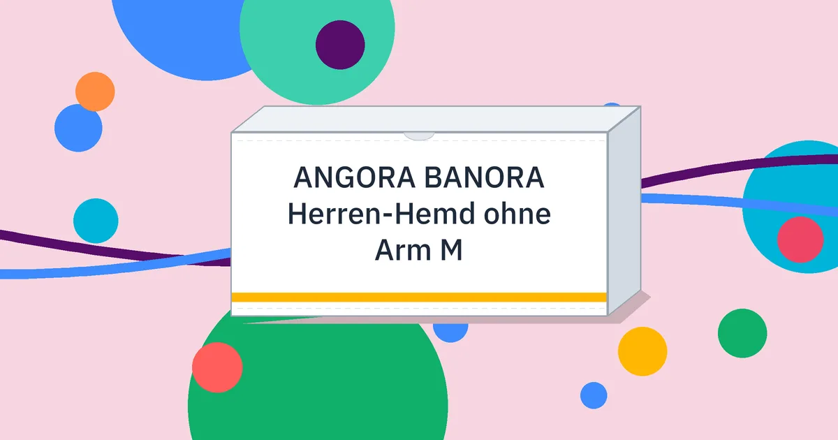 Symbolbild: Packung mit der Aufschrift ANGORA BANORA Herren-Hemd ohne Arm M (PZN 06192443) – Verfügbarkeit und Bezug in Apotheken in Frankfurt am Main