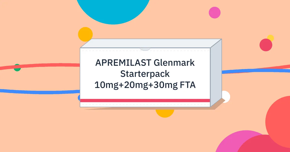 Symbolbild: Packung mit der Aufschrift APREMILAST Glenmark Starterpack 10mg+20mg+30mg FTA (PZN 20599329) – Verfügbarkeit und Bezug in Apotheken in Frankfurt am Main