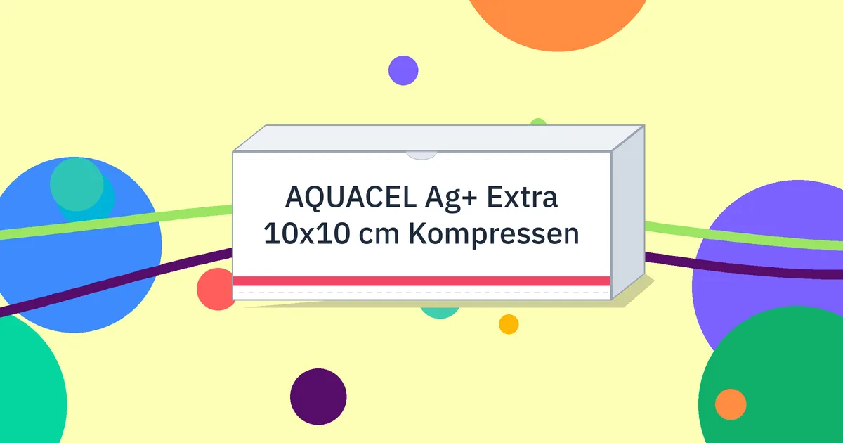 Symbolbild: Packung mit der Aufschrift AQUACEL Ag+ Extra 10x10 cm Kompressen (PZN 16487398) – Verfügbarkeit und Bezug in Apotheken in Frankfurt am Main