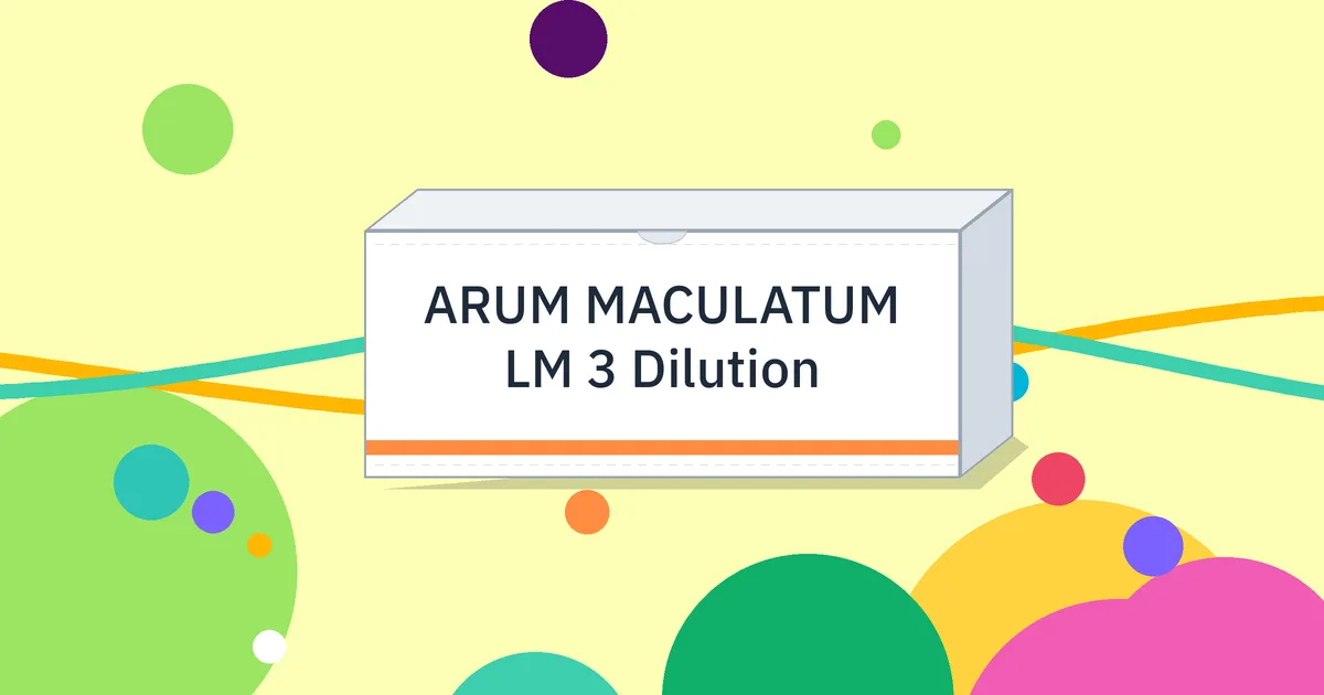 Symbolbild: Packung mit der Aufschrift ARUM MACULATUM LM 3 Dilution (PZN 13395922) – Verfügbarkeit und Bezug in Apotheken in Frankfurt am Main