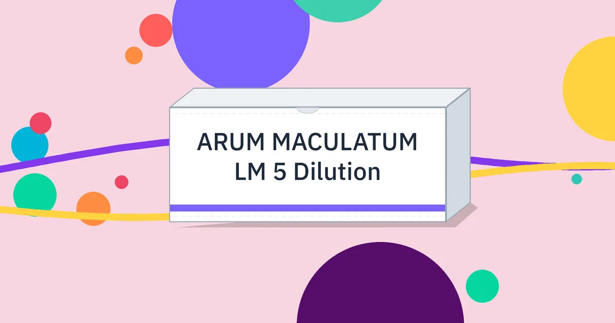 Symbolbild: Packung mit der Aufschrift ARUM MACULATUM LM 5 Dilution (PZN 13395968) – Verfügbarkeit und Bezug in Apotheken in Frankfurt am Main