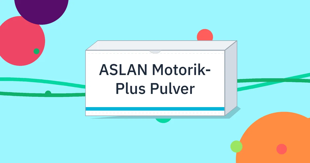 Symbolbild: Packung mit der Aufschrift ASLAN Motorik-Plus Pulver (PZN 11703590) – Verfügbarkeit und Bezug in Apotheken in Frankfurt am Main