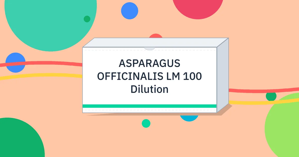Symbolbild: Packung mit der Aufschrift ASPARAGUS OFFICINALIS LM 100 Dilution (PZN 13403426) – Verfügbarkeit und Bezug in Apotheken in Frankfurt am Main