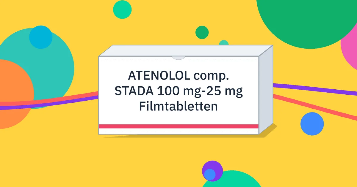 Symbolbild: Packung mit der Aufschrift ATENOLOL comp. STADA 100 mg-25 mg Filmtabletten (PZN 00177224) – Verfügbarkeit und Bezug in Apotheken in Frankfurt am Main