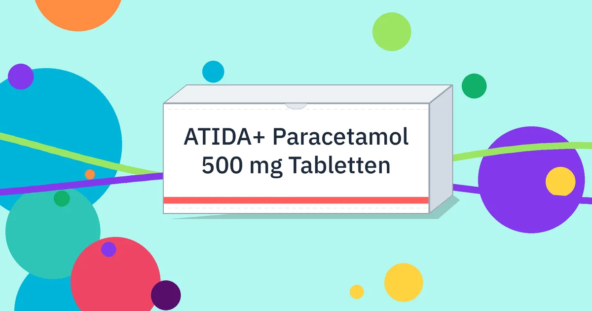 Symbolbild: Packung mit der Aufschrift ATIDA+ Paracetamol 500 mg Tabletten (PZN 16730634) – Verfügbarkeit und Bezug in Apotheken in Frankfurt am Main