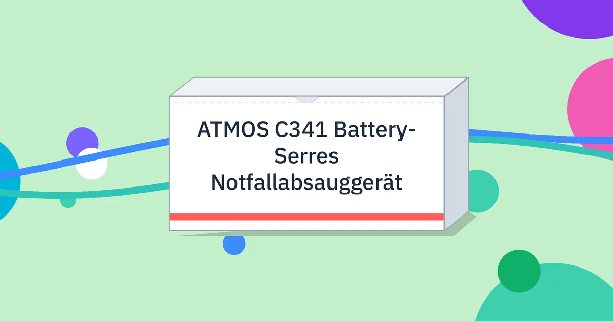 Symbolbild: Packung mit der Aufschrift ATMOS C341 Battery-Serres Notfallabsauggerät (PZN 11549396) – Verfügbarkeit und Bezug in Apotheken in Frankfurt am Main