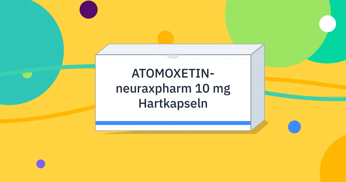 Symbolbild: Packung mit der Aufschrift ATOMOXETIN-neuraxpharm 10 mg Hartkapseln (PZN 11692099) – Verfügbarkeit und Bezug in Apotheken in Frankfurt am Main