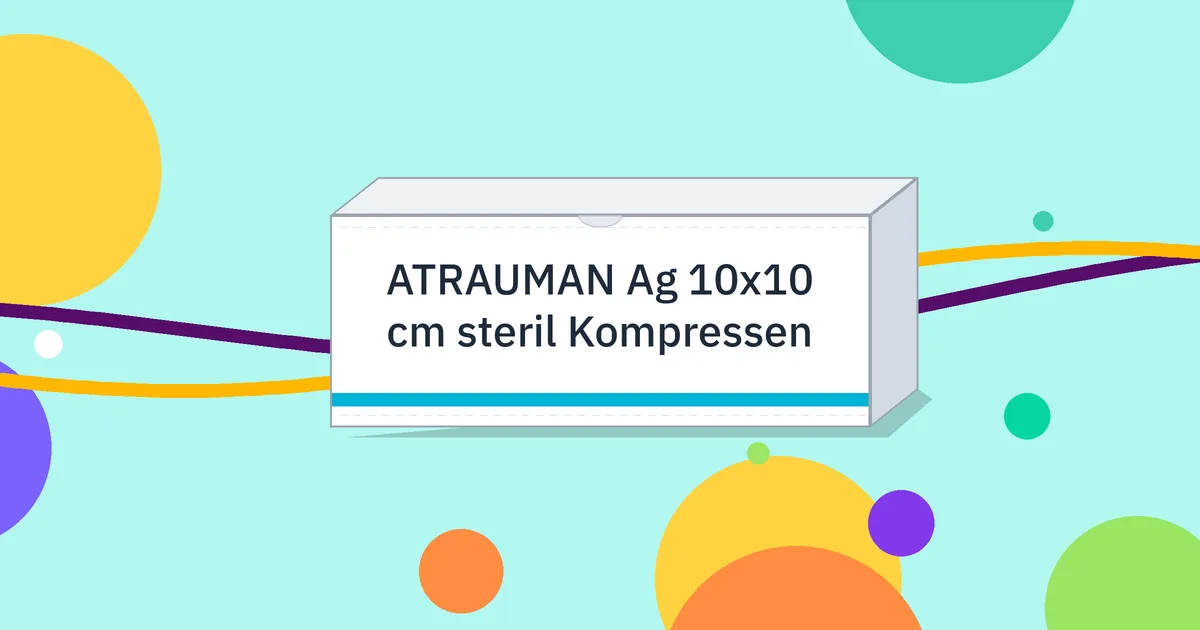 Symbolbild: Packung mit der Aufschrift ATRAUMAN Ag 10x10 cm steril Kompressen (PZN 04607213) – Verfügbarkeit und Bezug in Apotheken in Frankfurt am Main