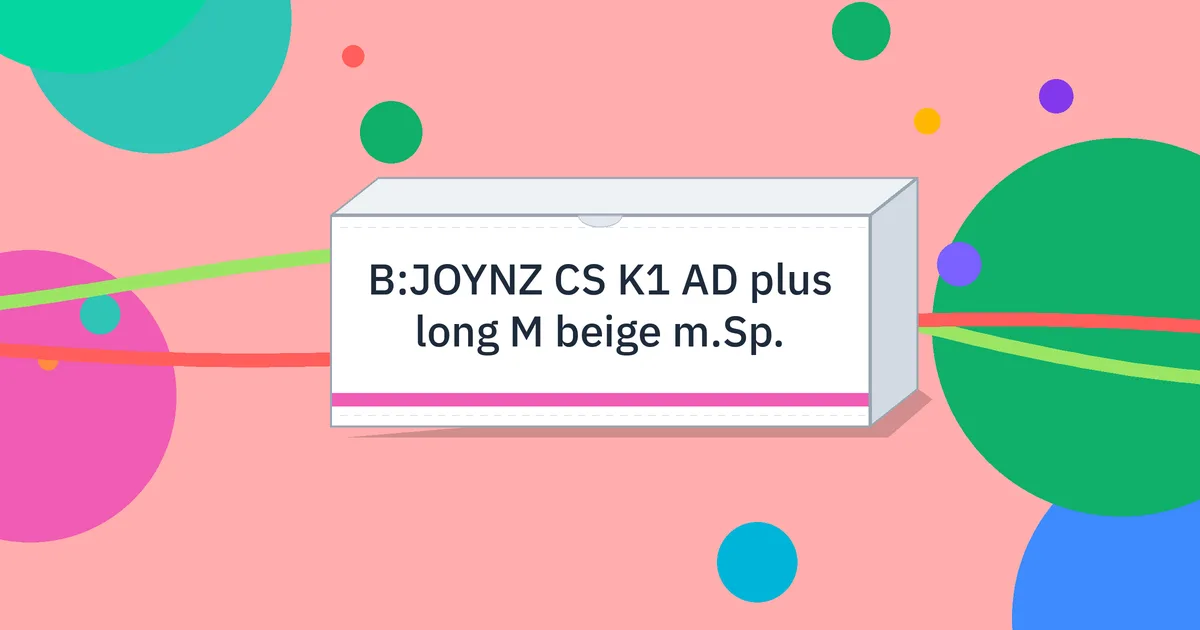 Symbolbild: Packung mit der Aufschrift B:JOYNZ CS K1 AD plus long M beige m.Sp. (PZN 20527666) – Verfügbarkeit und Bezug in Apotheken in Frankfurt am Main