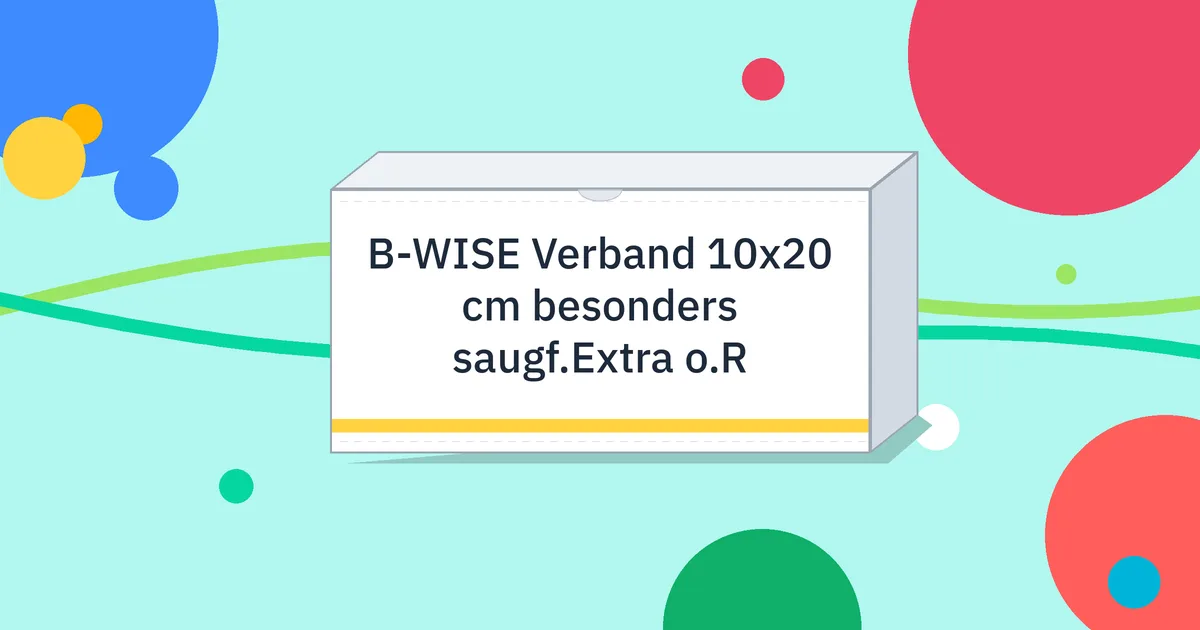 Symbolbild: Packung mit der Aufschrift B-WISE Verband 10x20 cm besonders saugf.Extra o.R (PZN 19730497) – Verfügbarkeit und Bezug in Apotheken in Frankfurt am Main