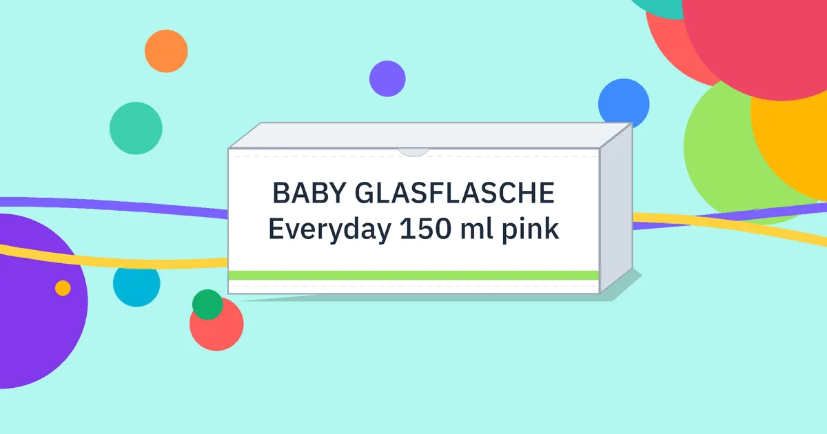 Symbolbild: Packung mit der Aufschrift BABY GLASFLASCHE Everyday 150 ml pink (PZN 16652006) – Verfügbarkeit und Bezug in Apotheken in Frankfurt am Main
