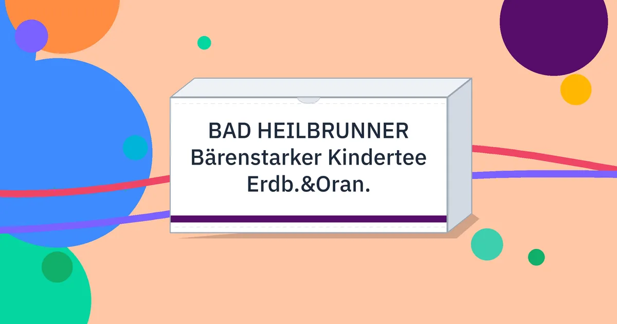 Symbolbild: Packung mit der Aufschrift BAD HEILBRUNNER Bärenstarker Kindertee Erdb.&Oran. (PZN 19294719) – Verfügbarkeit und Bezug in Apotheken in Frankfurt am Main