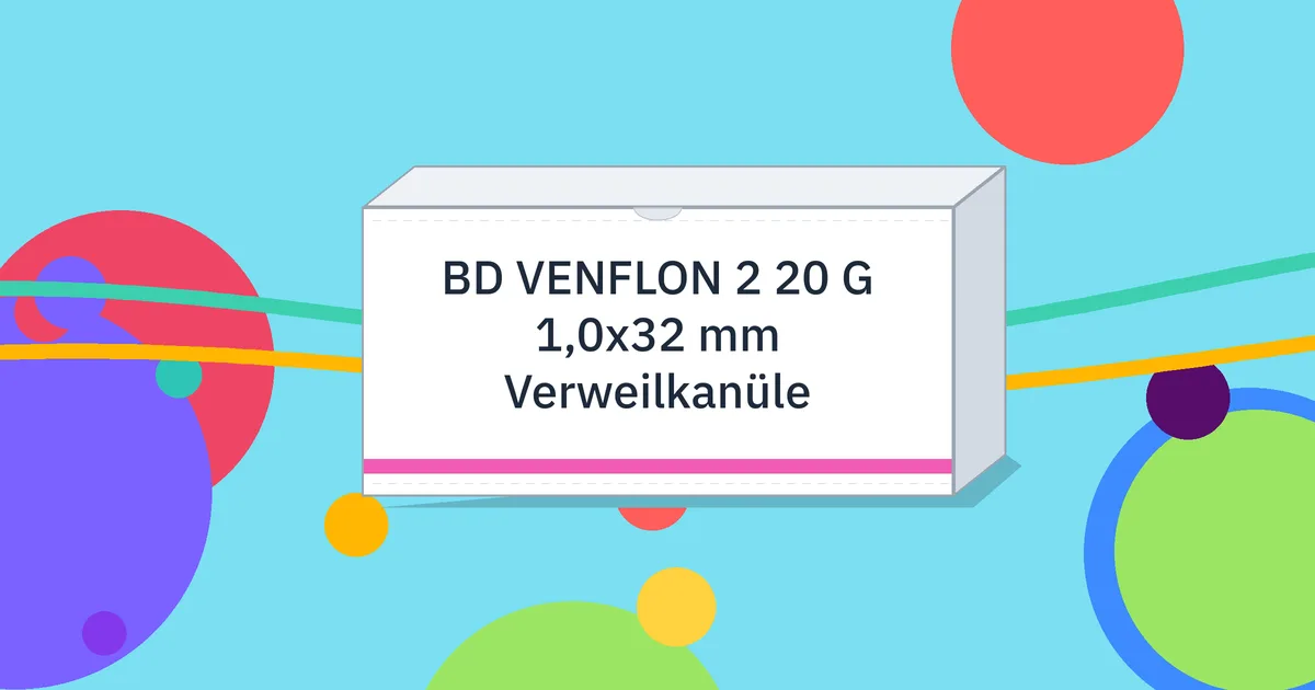 Symbolbild: Packung mit der Aufschrift BD VENFLON 2 20 G 1,0x32 mm Verweilkanüle (PZN 03533056) – Verfügbarkeit und Bezug in Apotheken in Frankfurt am Main