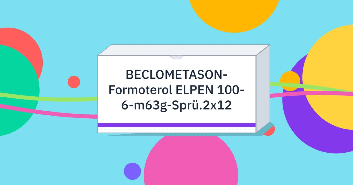 Symbolbild: Packung mit der Aufschrift BECLOMETASON-Formoterol ELPEN 100-6-m63g-Sprü.2x12 (PZN 20182150) – Verfügbarkeit und Bezug in Apotheken in Frankfurt am Main