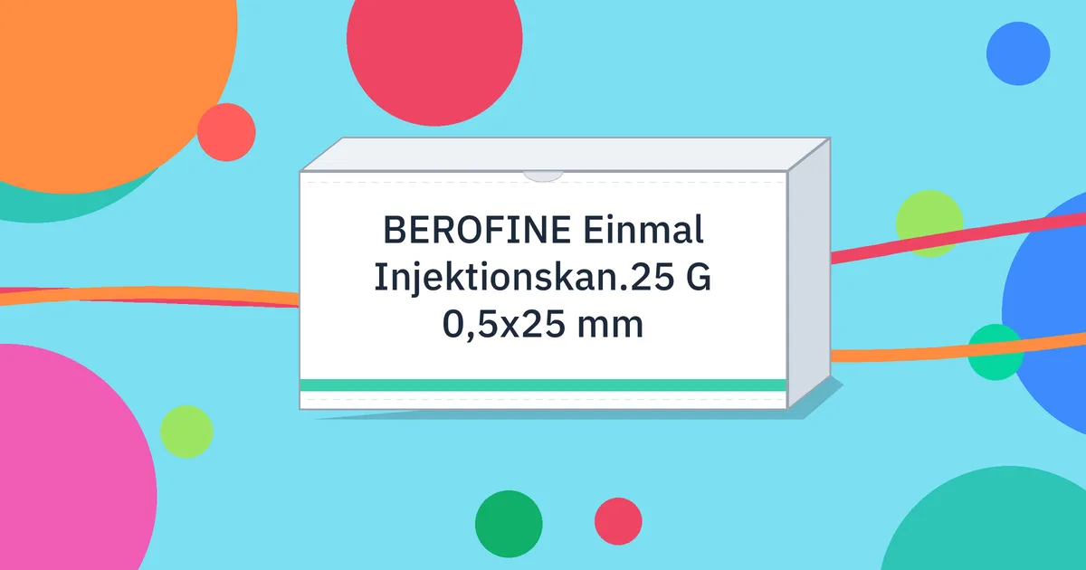 Symbolbild: Packung mit der Aufschrift BEROFINE Einmal Injektionskan.25 G 0,5x25 mm (PZN 17558901) – Verfügbarkeit und Bezug in Apotheken in Frankfurt am Main