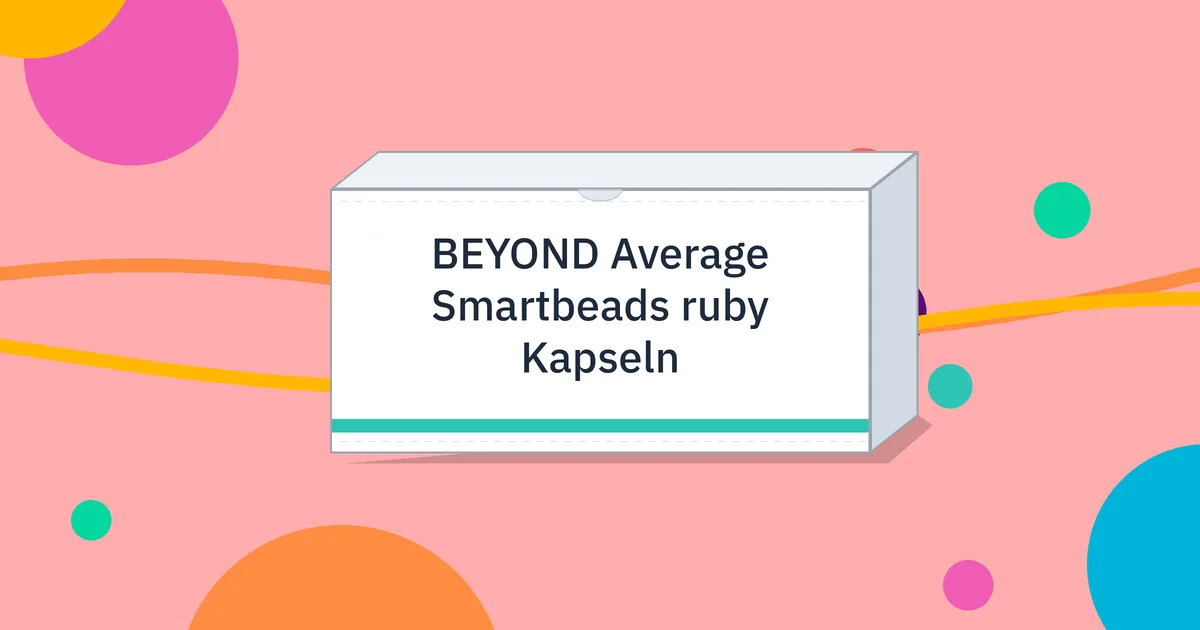 Symbolbild: Packung mit der Aufschrift BEYOND Average Smartbeads ruby Kapseln (PZN 18839996) – Verfügbarkeit und Bezug in Apotheken in Frankfurt am Main