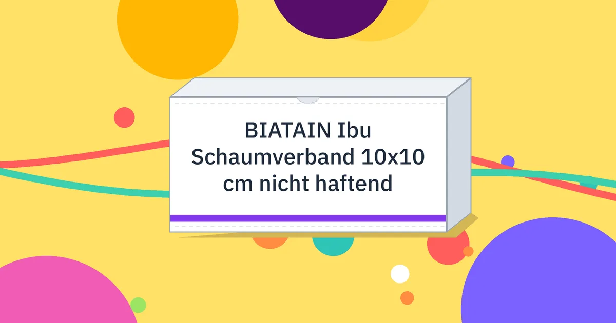 Symbolbild: Packung mit der Aufschrift BIATAIN Ibu Schaumverband 10x10 cm nicht haftend (PZN 13831145) – Verfügbarkeit und Bezug in Apotheken in Frankfurt am Main