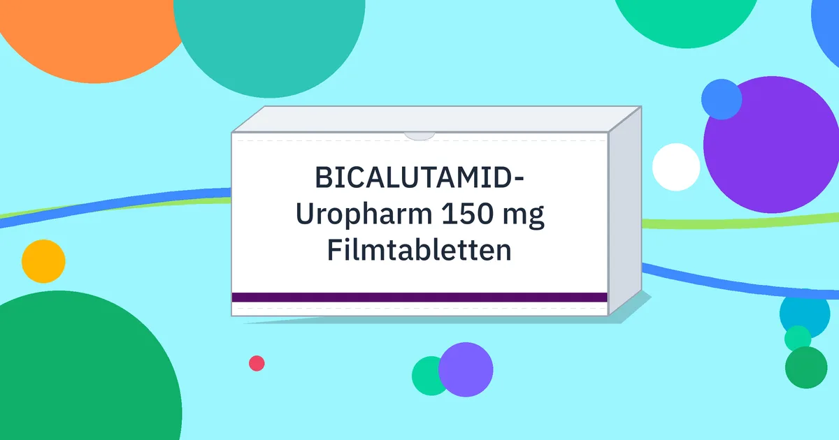 Symbolbild: Packung mit der Aufschrift BICALUTAMID-Uropharm 150 mg Filmtabletten (PZN 19764668) – Verfügbarkeit und Bezug in Apotheken in Frankfurt am Main