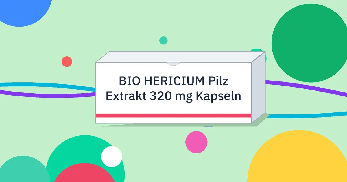 Symbolbild: Packung mit der Aufschrift BIO HERICIUM Pilz Extrakt 320 mg Kapseln (PZN 09464540) – Verfügbarkeit und Bezug in Apotheken in Frankfurt am Main