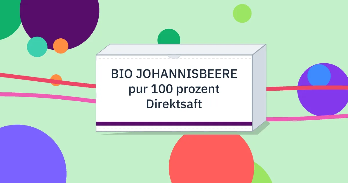 Symbolbild: Packung mit der Aufschrift BIO JOHANNISBEERE pur 100 prozent Direktsaft (PZN 16735548) – Verfügbarkeit und Bezug in Apotheken in Frankfurt am Main
