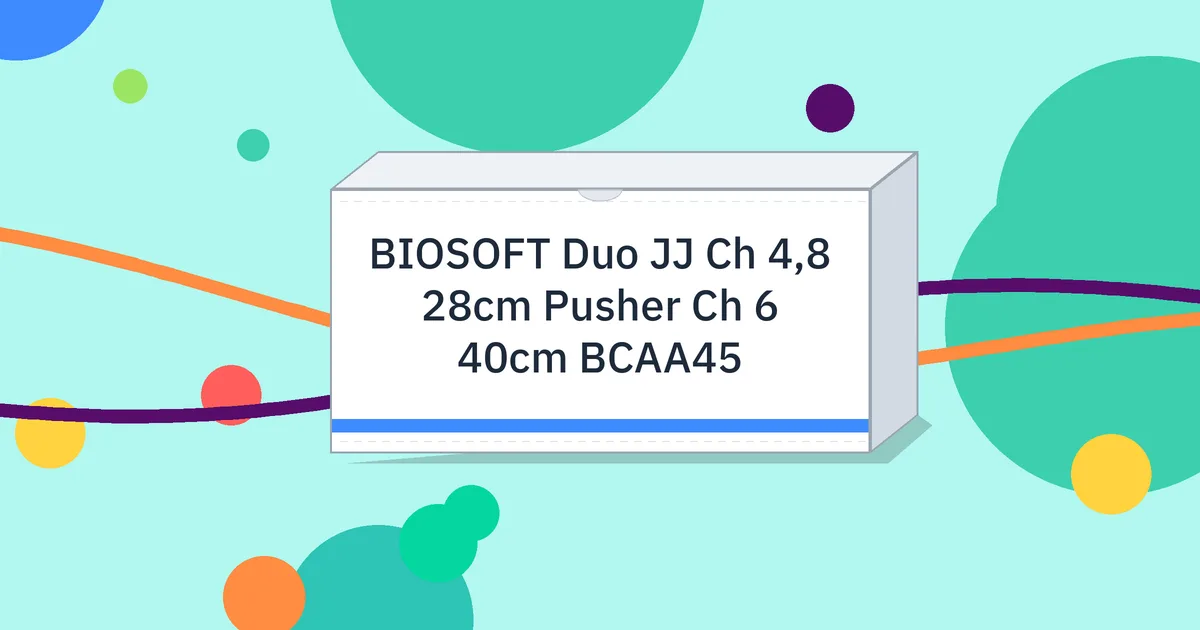 Symbolbild: Packung mit der Aufschrift BIOSOFT Duo JJ Ch 4,8 28cm Pusher Ch 6 40cm BCAA45 (PZN 17509506) – Verfügbarkeit und Bezug in Apotheken in Frankfurt am Main