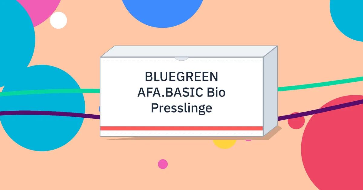 Symbolbild: Packung mit der Aufschrift BLUEGREEN AFA.BASIC Bio Presslinge (PZN 13710045) – Verfügbarkeit und Bezug in Apotheken in Frankfurt am Main