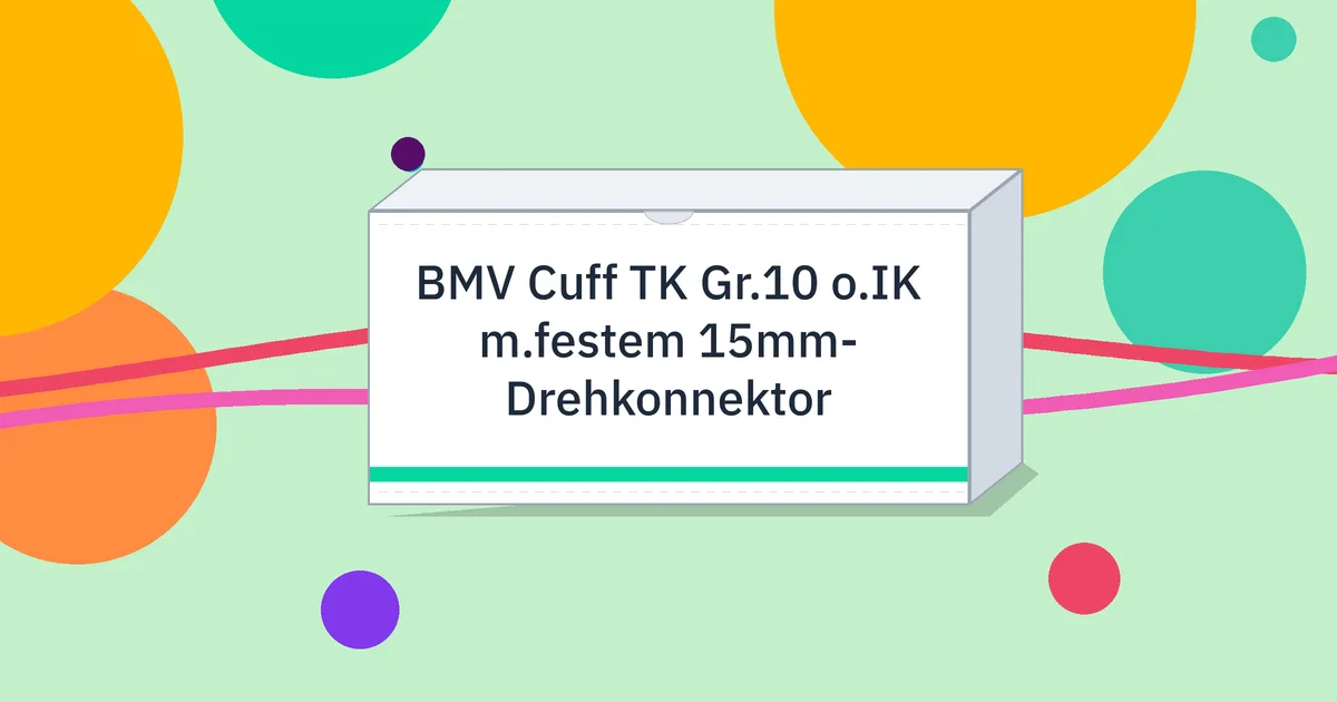 Symbolbild: Packung mit der Aufschrift BMV Cuff TK Gr.10 o.IK m.festem 15mm-Drehkonnektor (PZN 18848570) – Verfügbarkeit und Bezug in Apotheken in Frankfurt am Main