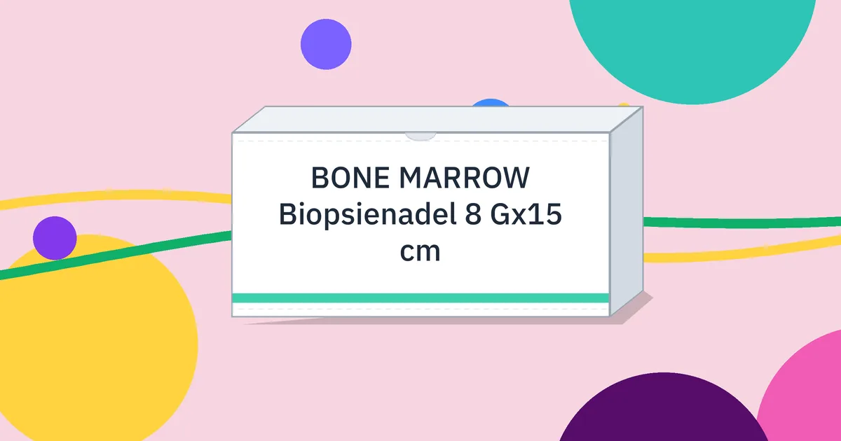 Symbolbild: Packung mit der Aufschrift BONE MARROW Biopsienadel 8 Gx15 cm (PZN 09190433) – Verfügbarkeit und Bezug in Apotheken in Frankfurt am Main