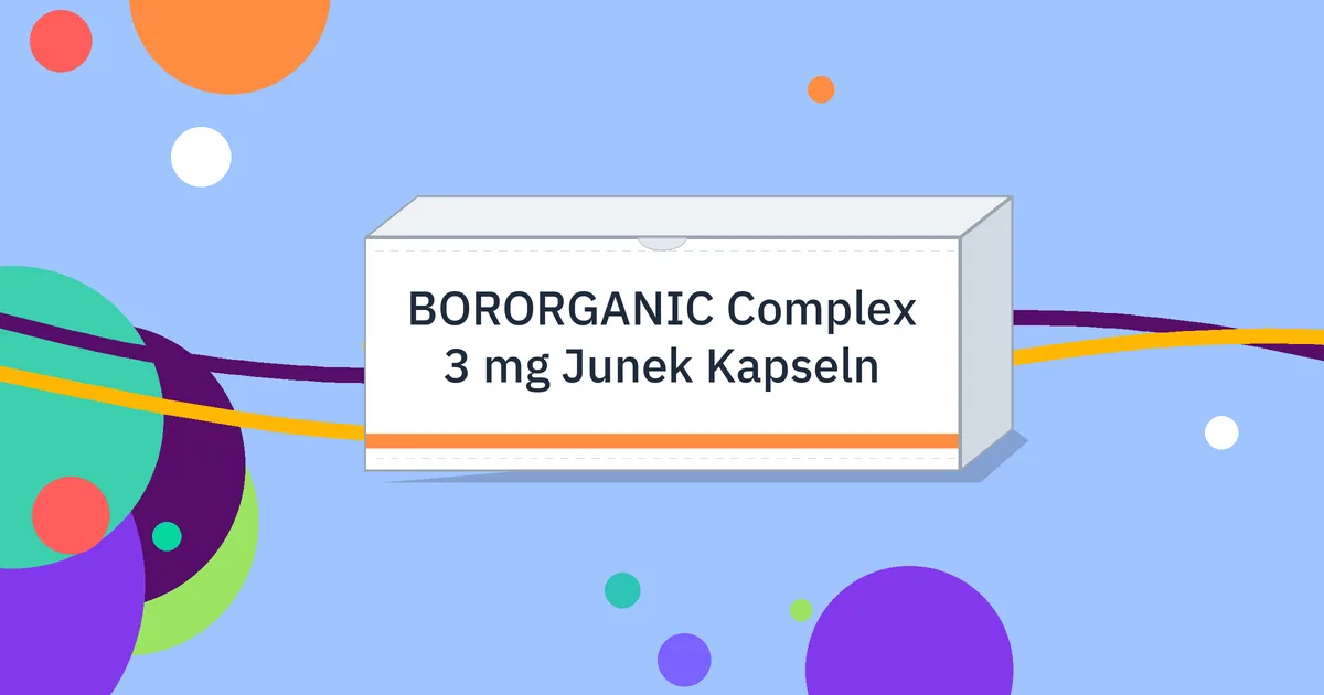 Symbolbild: Packung mit der Aufschrift BORORGANIC Complex 3 mg Junek Kapseln (PZN 10521898) – Verfügbarkeit und Bezug in Apotheken in Frankfurt am Main