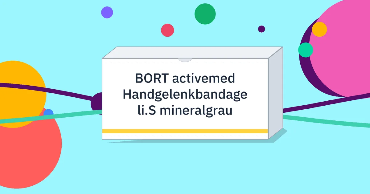 Symbolbild: Packung mit der Aufschrift BORT activemed Handgelenkbandage li.S mineralgrau (PZN 15256194) – Verfügbarkeit und Bezug in Apotheken in Frankfurt am Main
