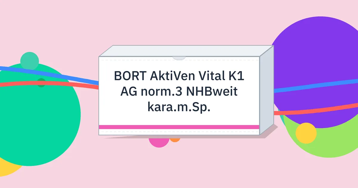 Symbolbild: Packung mit der Aufschrift BORT AktiVen Vital K1 AG norm.3 NHBweit kara.m.Sp. (PZN 13735341) – Verfügbarkeit und Bezug in Apotheken in Frankfurt am Main