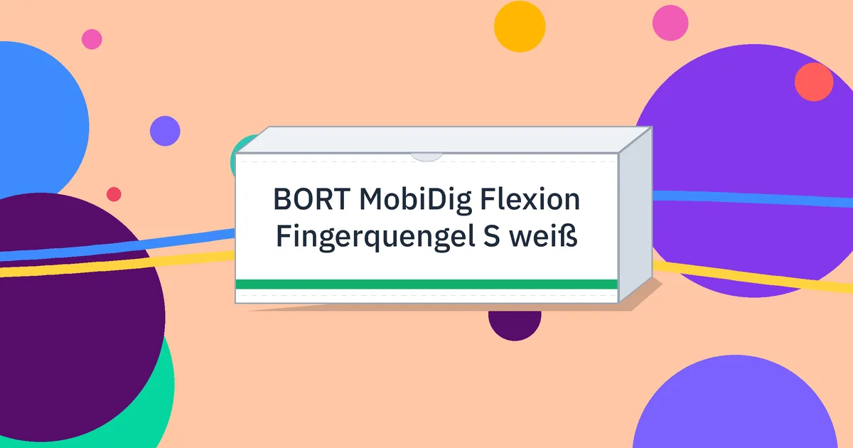 Symbolbild: Packung mit der Aufschrift BORT MobiDig Flexion Fingerquengel S weiß (PZN 03808228) – Verfügbarkeit und Bezug in Apotheken in Frankfurt am Main