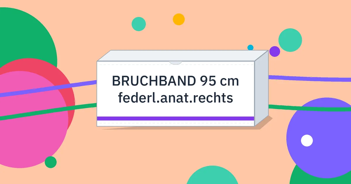 Symbolbild: Packung mit der Aufschrift BRUCHBAND 95 cm federl.anat.rechts (PZN 01961612) – Verfügbarkeit und Bezug in Apotheken in Frankfurt am Main