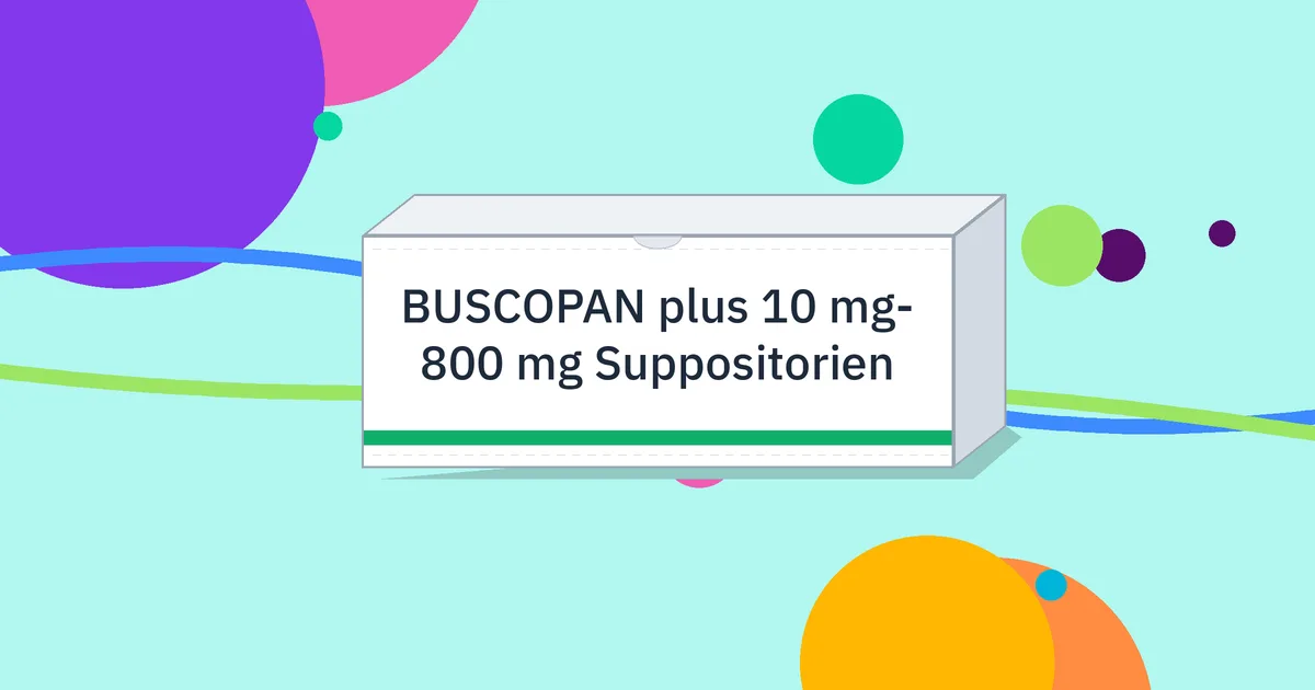 Symbolbild: Packung mit der Aufschrift BUSCOPAN plus 10 mg-800 mg Suppositorien (PZN 12536237) – Verfügbarkeit und Bezug in Apotheken in Frankfurt am Main