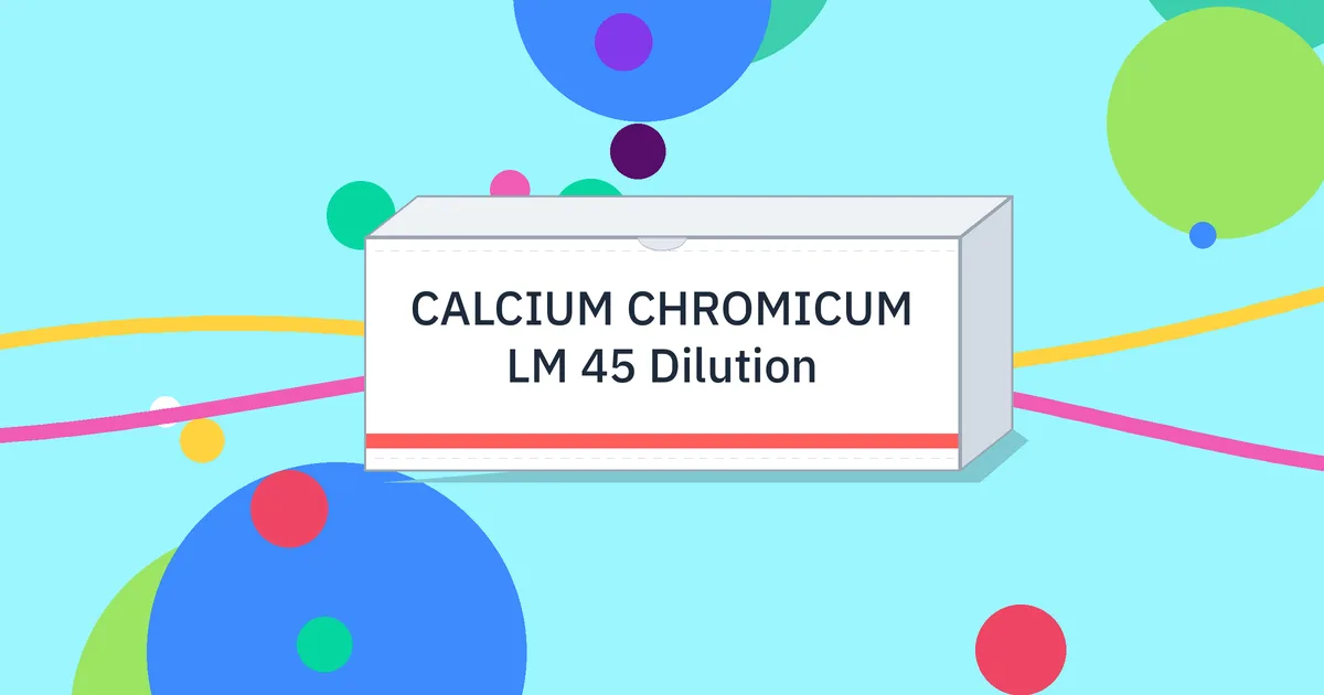 Symbolbild: Packung mit der Aufschrift CALCIUM CHROMICUM LM 45 Dilution (PZN 13408553) – Verfügbarkeit und Bezug in Apotheken in Frankfurt am Main