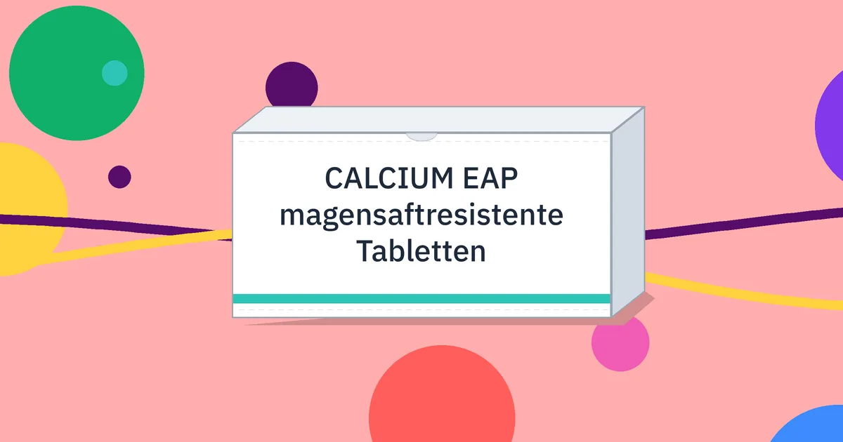 Symbolbild: Packung mit der Aufschrift CALCIUM EAP magensaftresistente Tabletten (PZN 00557530) – Verfügbarkeit und Bezug in Apotheken in Frankfurt am Main