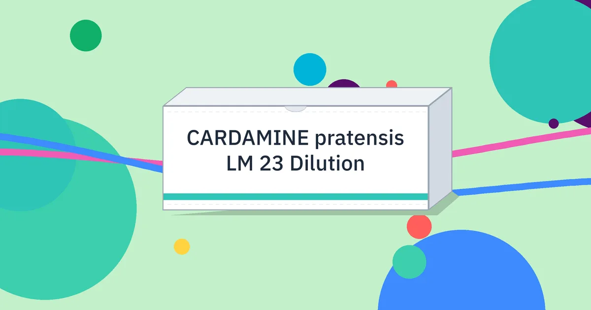 Symbolbild: Packung mit der Aufschrift CARDAMINE pratensis LM 23 Dilution (PZN 13429265) – Verfügbarkeit und Bezug in Apotheken in Frankfurt am Main