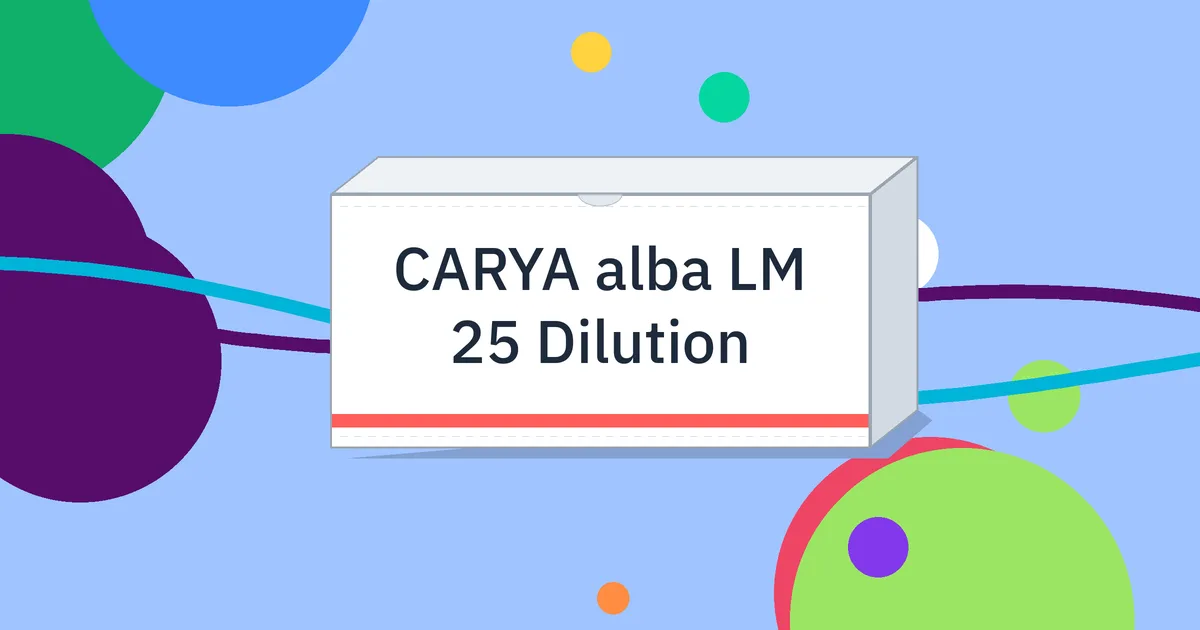 Symbolbild: Packung mit der Aufschrift CARYA alba LM 25 Dilution (PZN 13431635) – Verfügbarkeit und Bezug in Apotheken in Frankfurt am Main