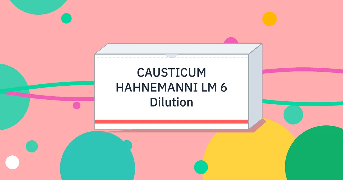 Symbolbild: Packung mit der Aufschrift CAUSTICUM HAHNEMANNI LM 6 Dilution (PZN 02601376) – Verfügbarkeit und Bezug in Apotheken in Frankfurt am Main