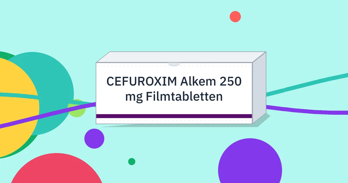 Symbolbild: Packung mit der Aufschrift CEFUROXIM Alkem 250 mg Filmtabletten (PZN 14184699) – Verfügbarkeit und Bezug in Apotheken in Frankfurt am Main