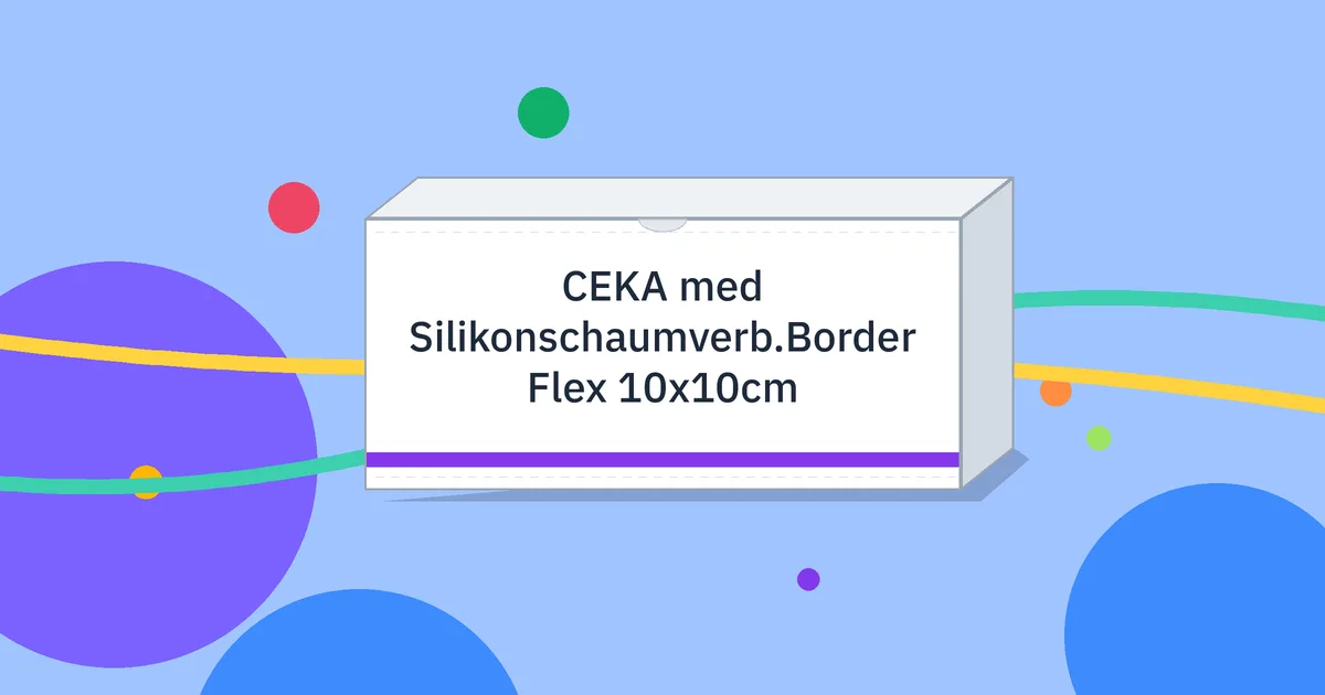 Symbolbild: Packung mit der Aufschrift CEKA med Silikonschaumverb.Border Flex 10x10cm (PZN 20386409) – Verfügbarkeit und Bezug in Apotheken in Frankfurt am Main