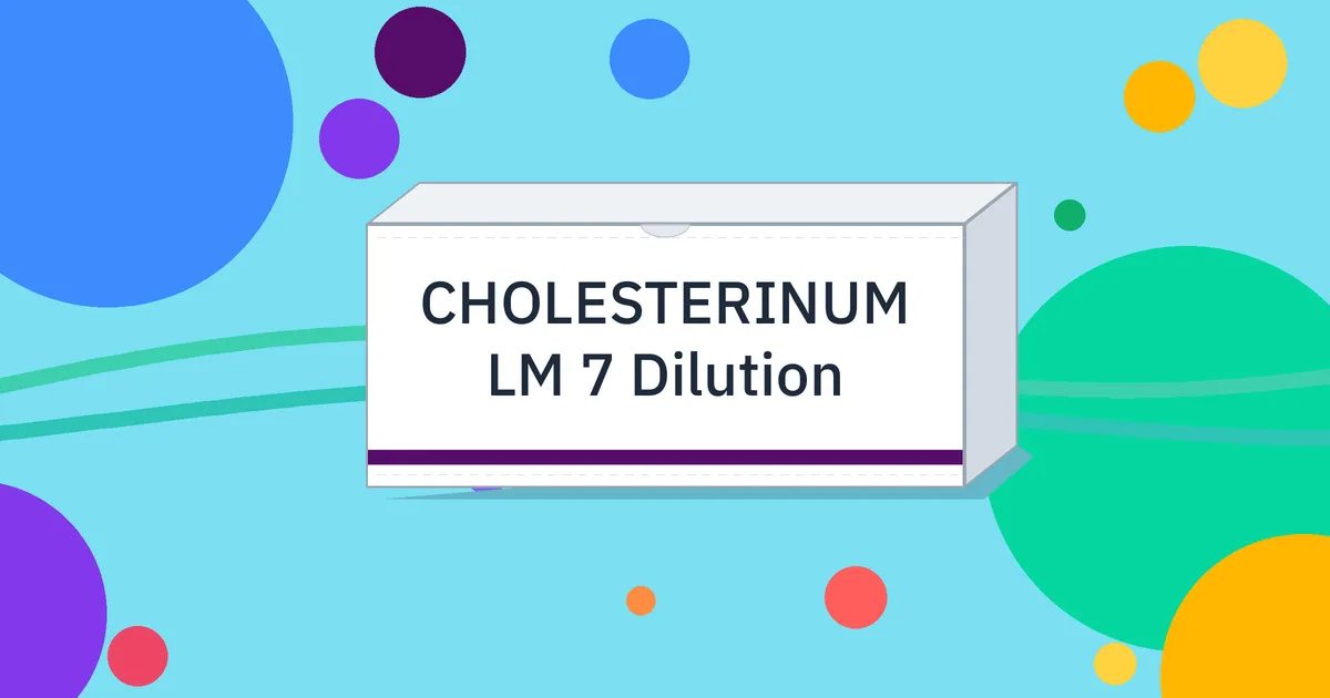 Symbolbild: Packung mit der Aufschrift CHOLESTERINUM LM 7 Dilution (PZN 12817284) – Verfügbarkeit und Bezug in Apotheken in Frankfurt am Main