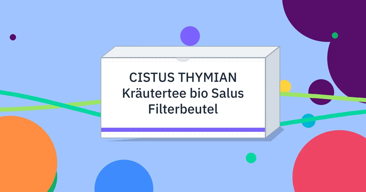 Symbolbild: Packung mit der Aufschrift CISTUS THYMIAN Kräutertee bio Salus Filterbeutel (PZN 19400618) – Verfügbarkeit und Bezug in Apotheken in Frankfurt am Main