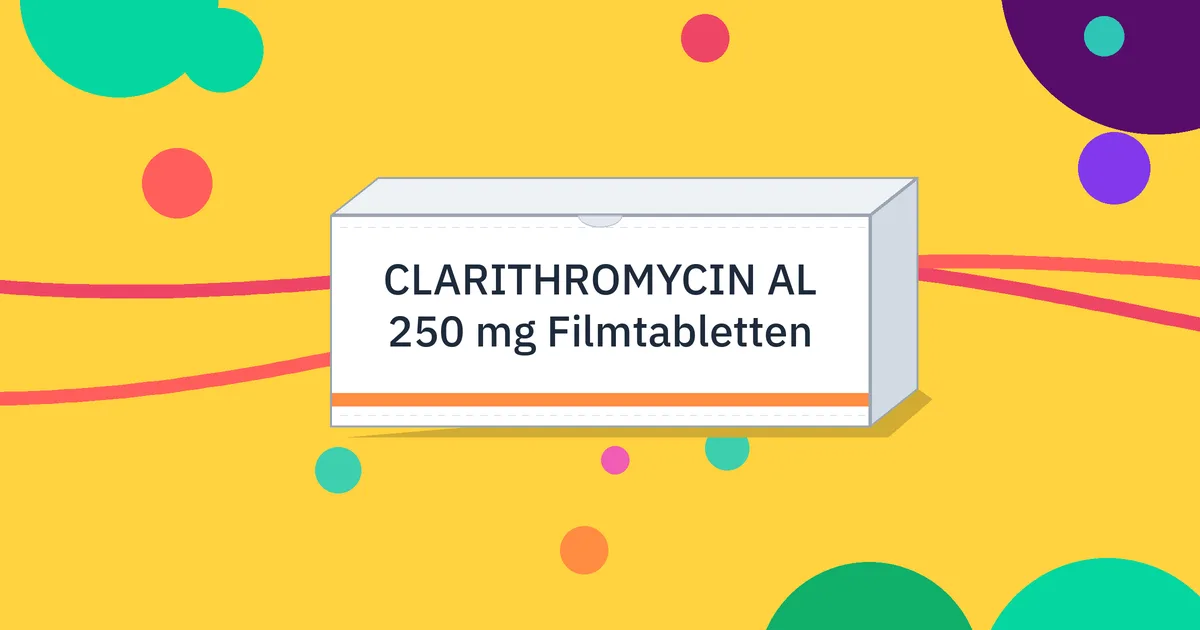 Symbolbild: Packung mit der Aufschrift CLARITHROMYCIN AL 250 mg Filmtabletten (PZN 03169780) – Verfügbarkeit und Bezug in Apotheken in Frankfurt am Main
